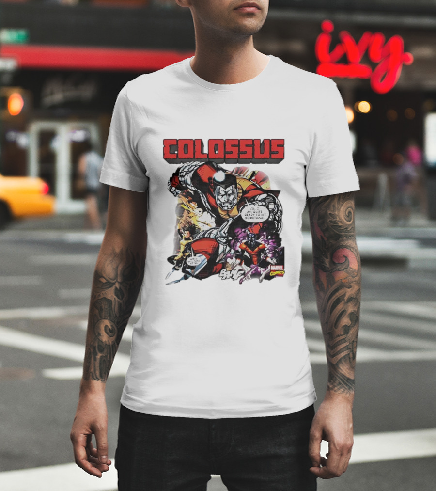 Colossus Quite Ready To Hit Something Marvel Comics Action Scene T-Shirt