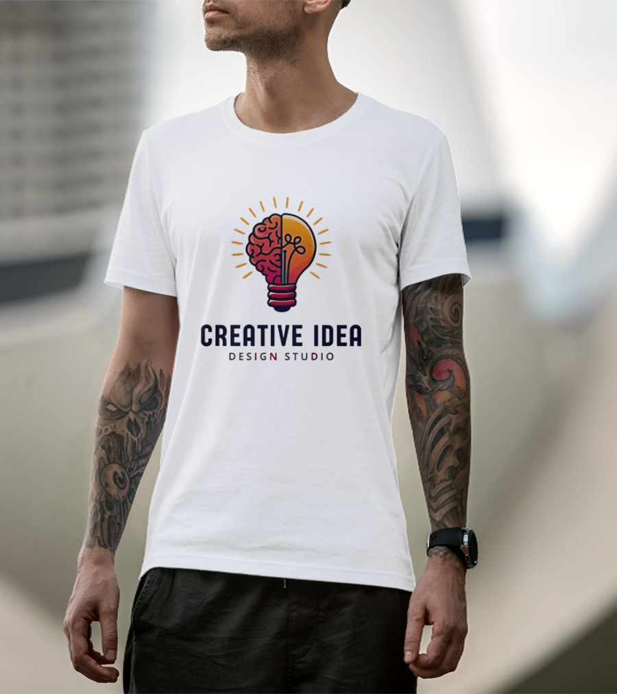 Creative Idea Brain And Lightbulb Design Studio Concept T-Shirt
