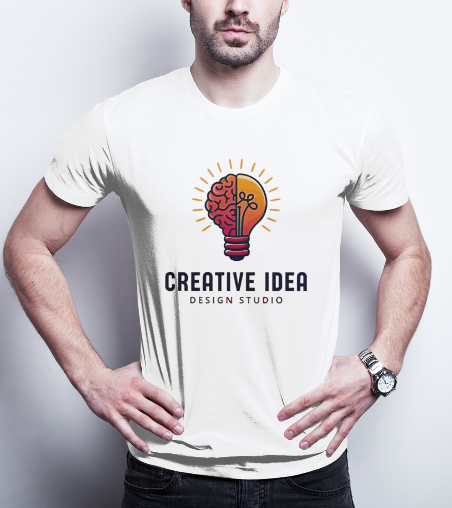 Creative Idea Brain And Lightbulb Design Studio Concept T-Shirt