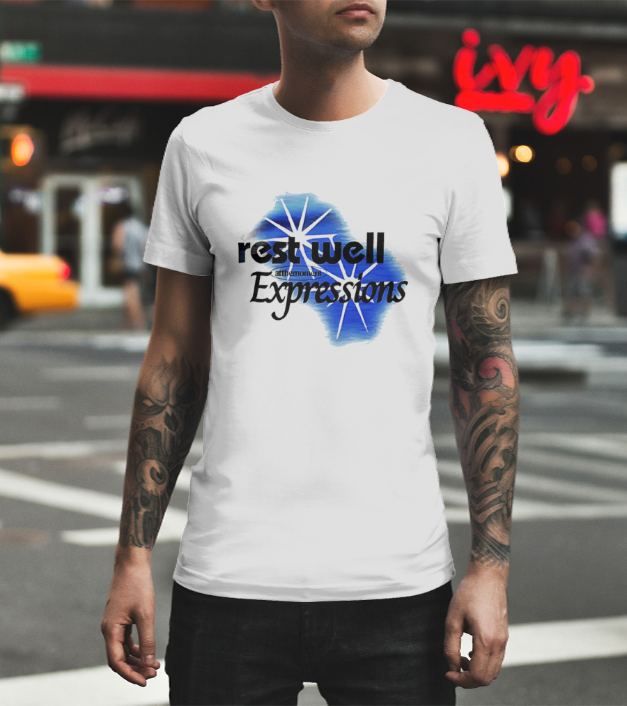 Rest Well Expressions At The Moment Retro Starburst Blue T-Shirt