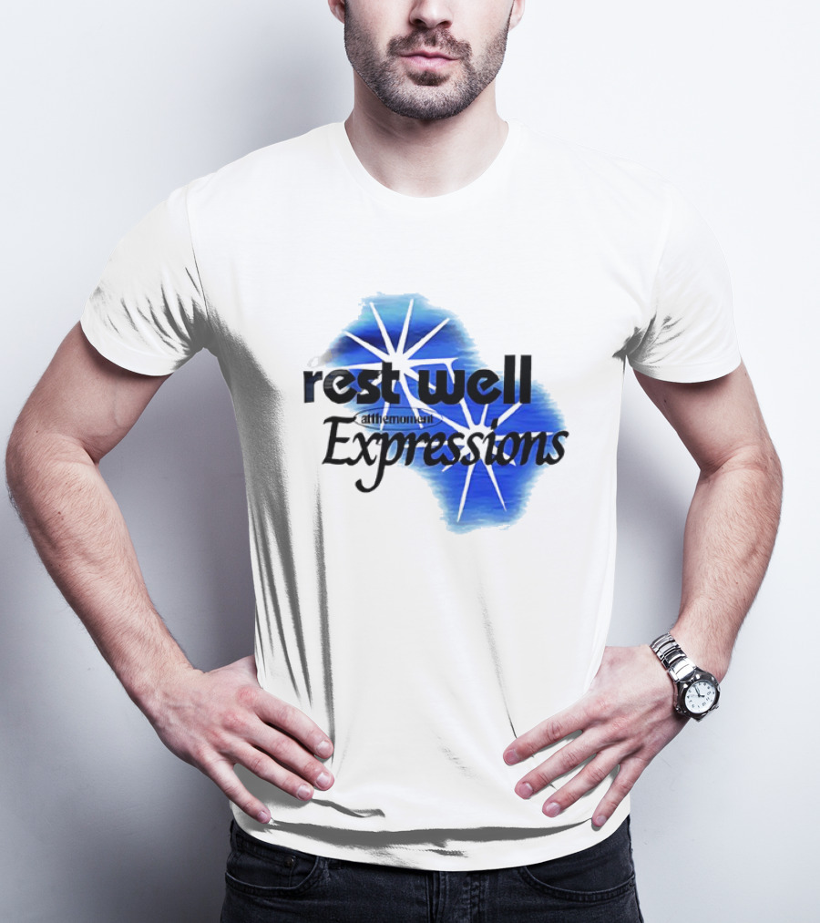 Rest Well Expressions At The Moment Retro Starburst Blue T-Shirt