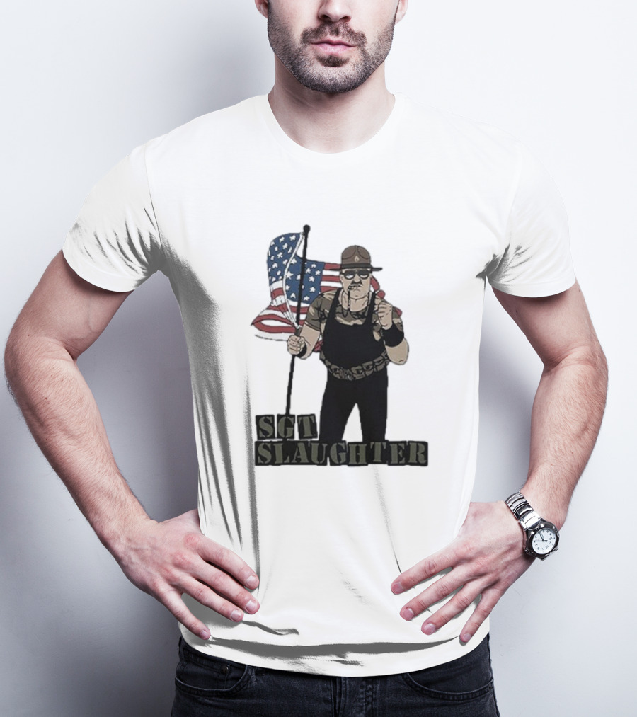Sgt Slaughter American Flag Comic Style Patriotic T-Shirt