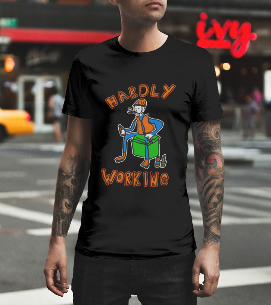 HARDLY WORKING Meme Sitting On Cooler With Beer Bottles T-Shirt