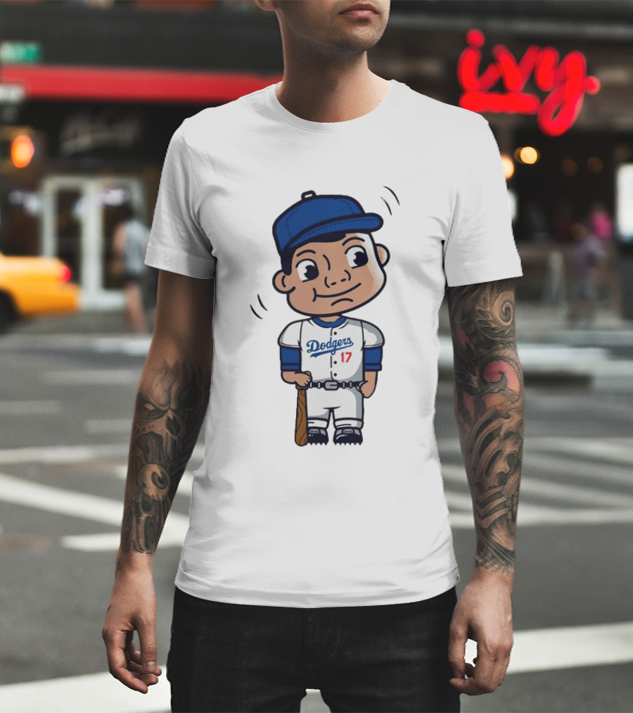 Shohei Ohtani Dodgers 17 Cartoon Bobblehead T-Shirt