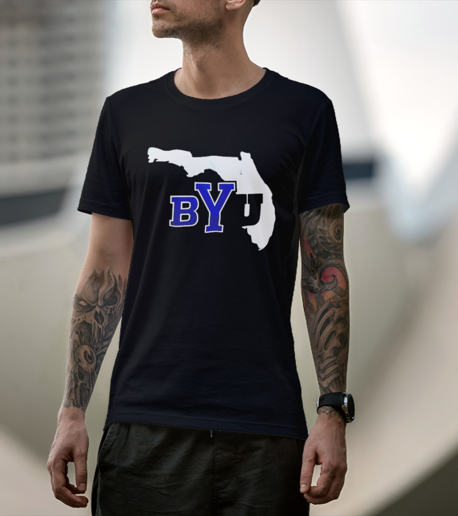 BYU Logo Over Florida Map T-Shirt