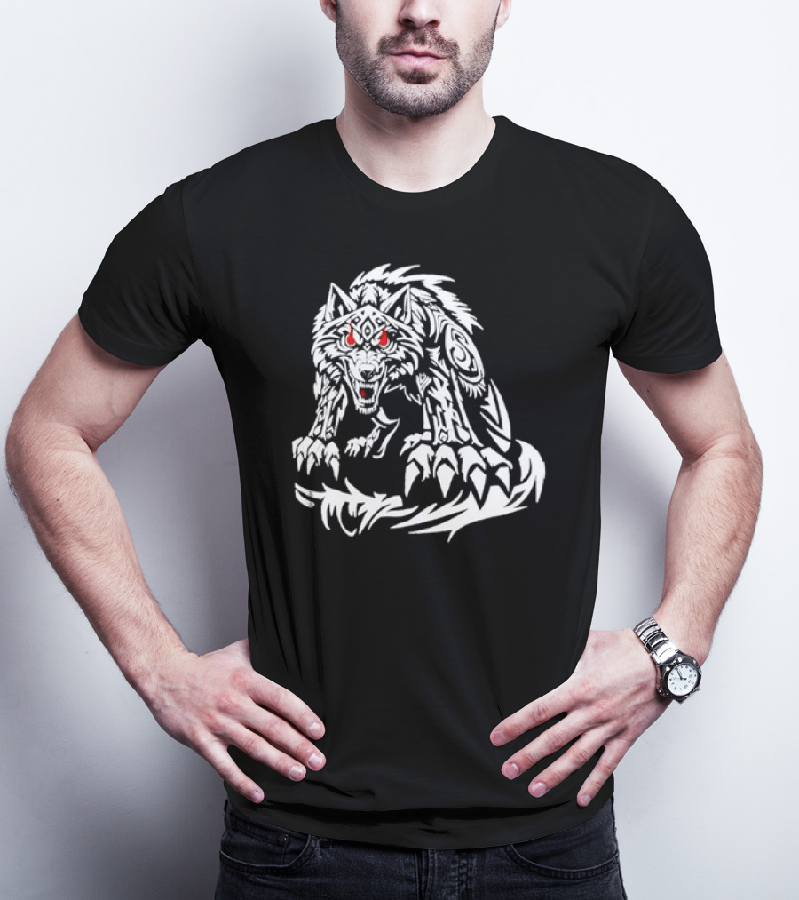 Jacob Fatu Wolf Classic Tribal Red Eyes T-Shirt