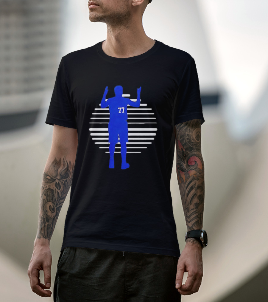 Luka Doncic 77 Retro Basketball Silhouette Lines T-Shirt