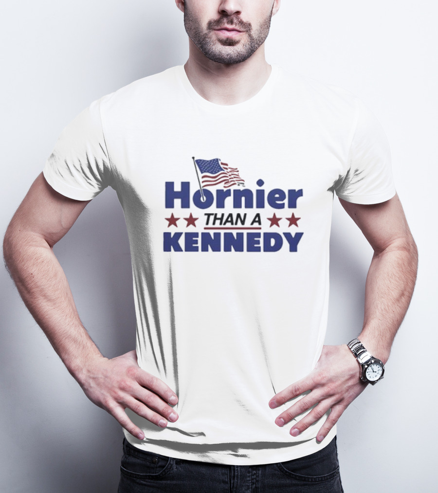 Hornier Than A Kennedy American Flag Stars T-Shirt