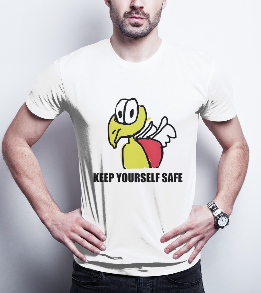 Keep Yourself Safe Bird With White Wings And Red Patch T-Shirt