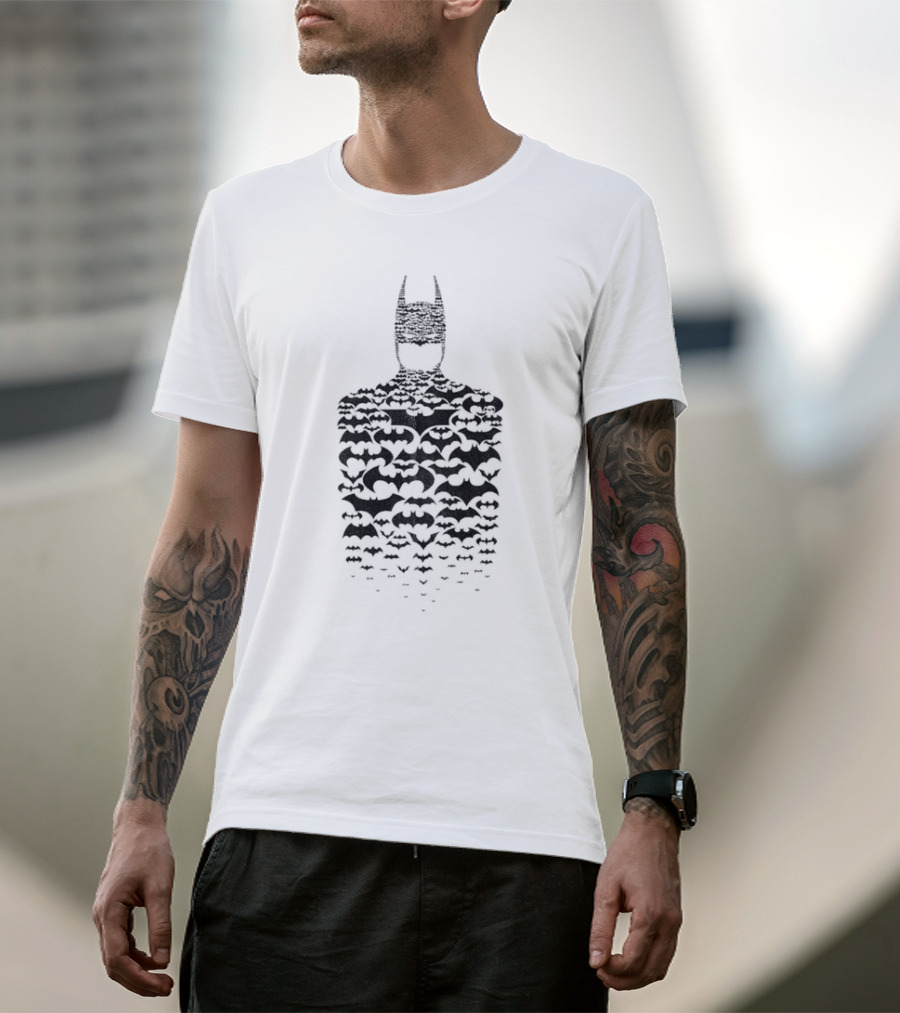 Rising Batman Symbol Silhouette With Bats T-Shirt