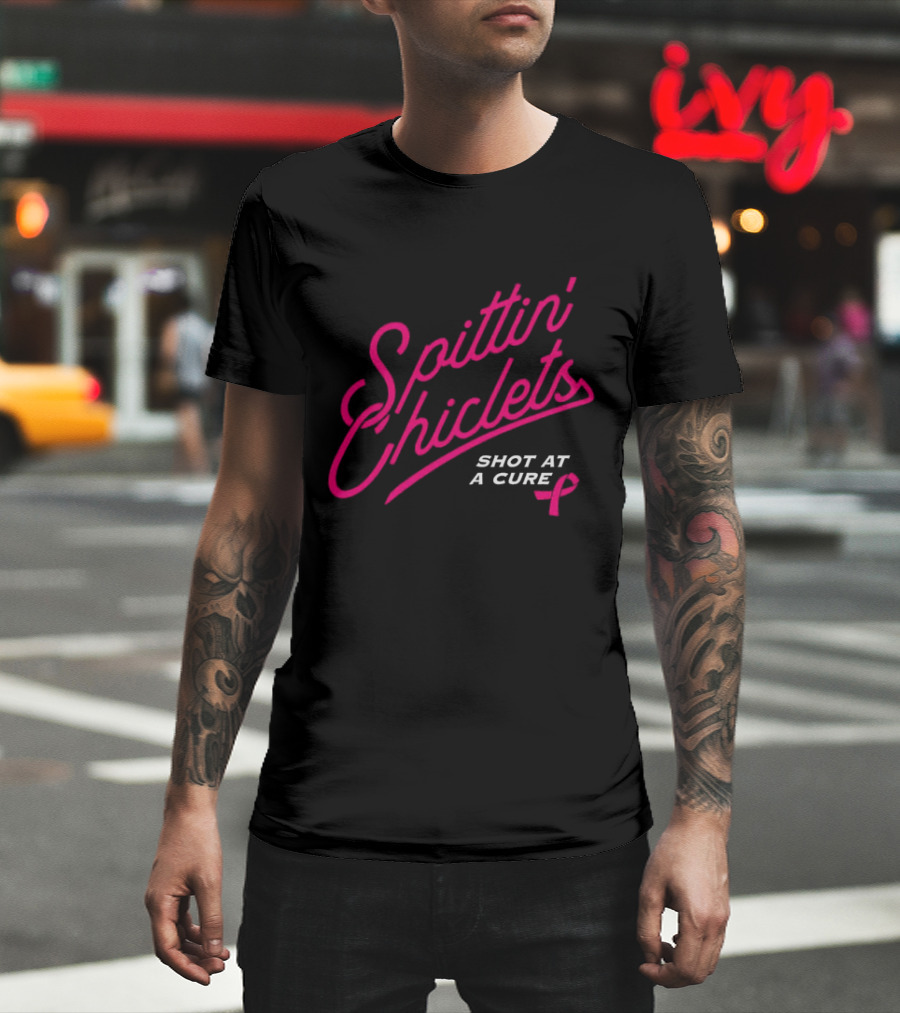 Spittin Chiclets Shot At A Cure Breast Cancer Awareness Collaboration T-Shirt