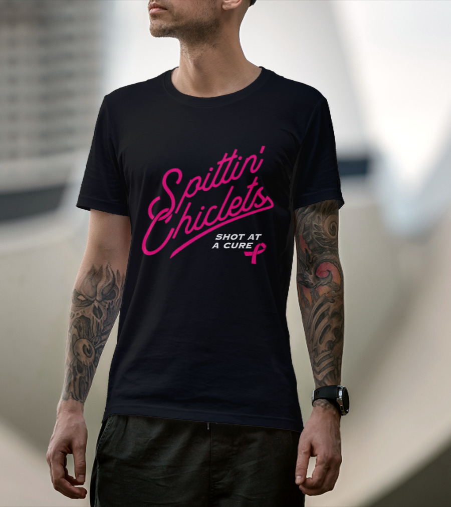 Spittin Chiclets Shot At A Cure Breast Cancer Awareness Collaboration T-Shirt