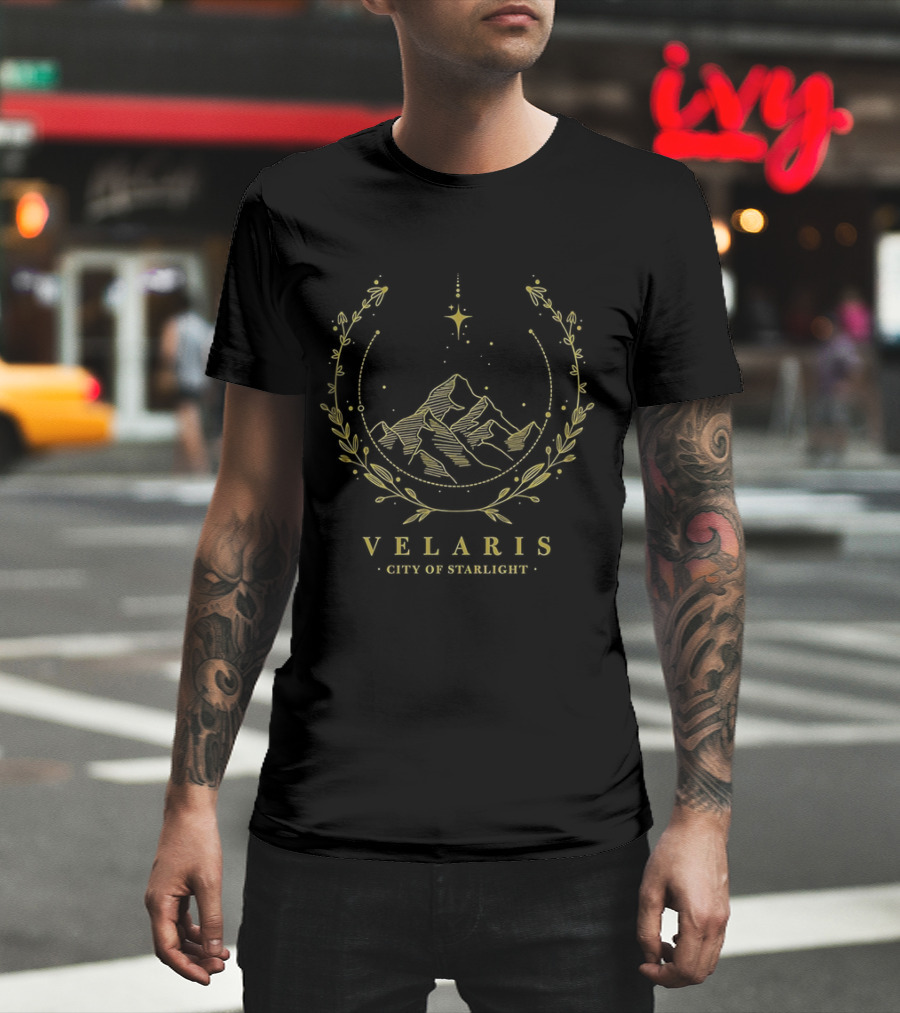 Velaris City Of Starlight Night Sky Mountain Emblem T-Shirt