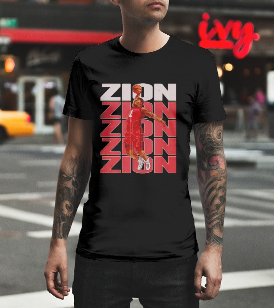 Zion Williamson Basketball Dunk Red Repeat T-Shirt