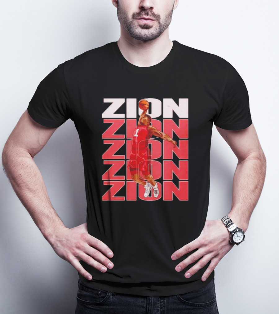 Zion Williamson Basketball Dunk Red Repeat T-Shirt