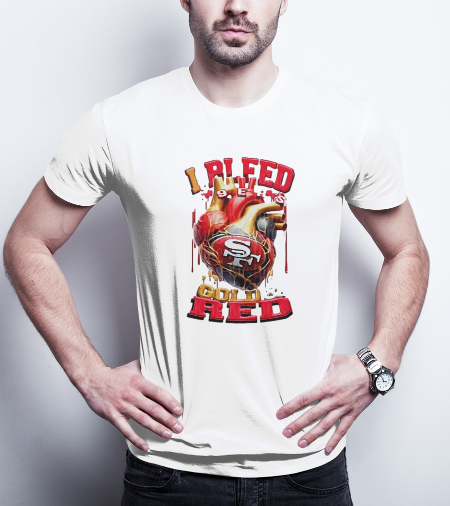 I Bleed Gold Red 49ers Heart San Francisco T-Shirt