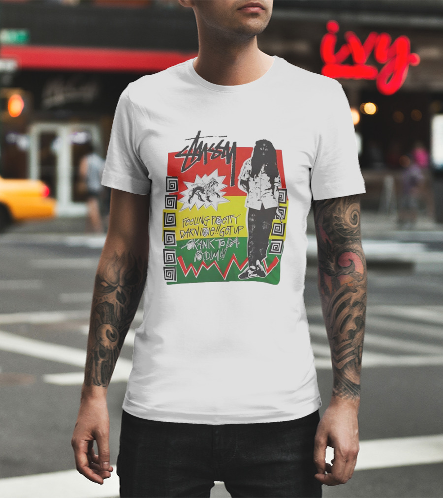 Stussy Bob Marley Feeling Pretty Darn Irie Get Up Skank To Da Riddim T-Shirt