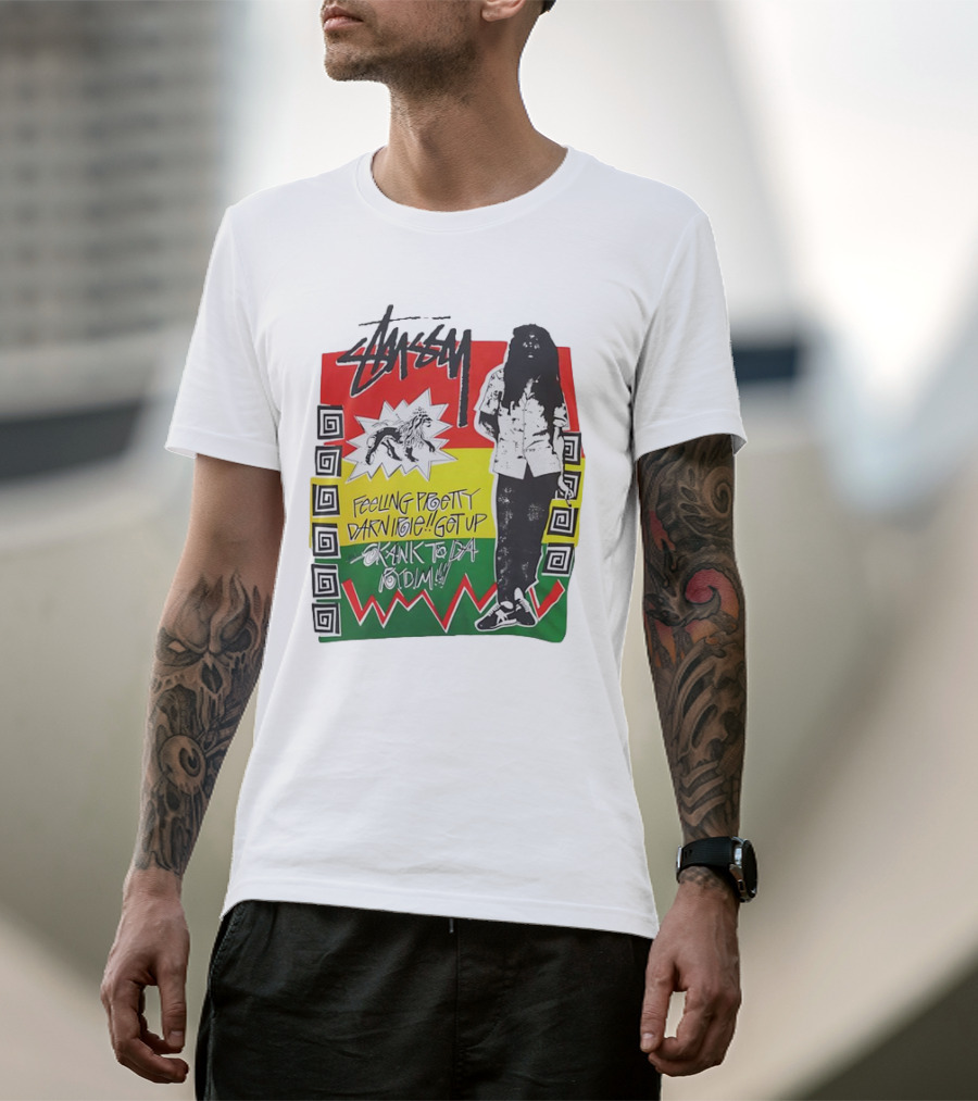 Stussy Bob Marley Feeling Pretty Darn Irie Get Up Skank To Da Riddim T-Shirt