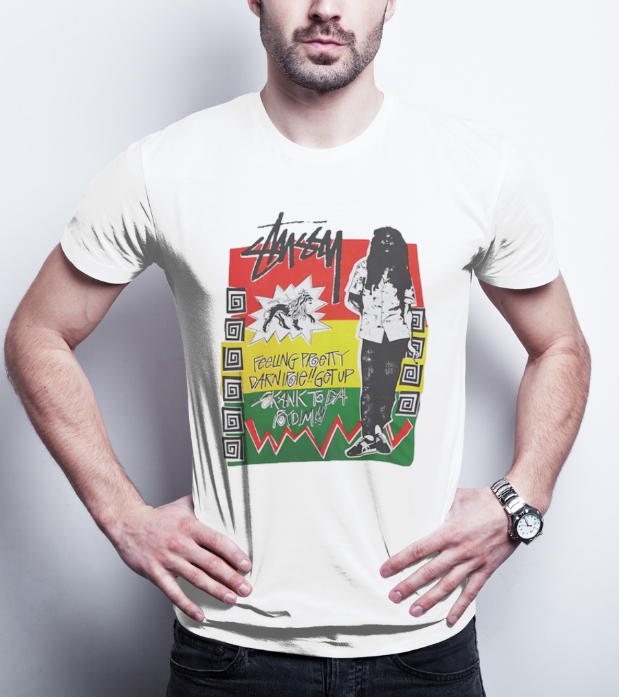 Stussy Bob Marley Feeling Pretty Darn Irie Get Up Skank To Da Riddim T-Shirt