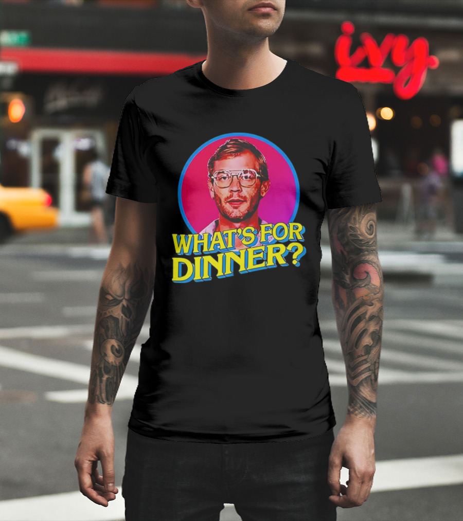 Jeffrey Dahmer What's For Dinner Retro Style Vintage Glasses Circle T-Shirt