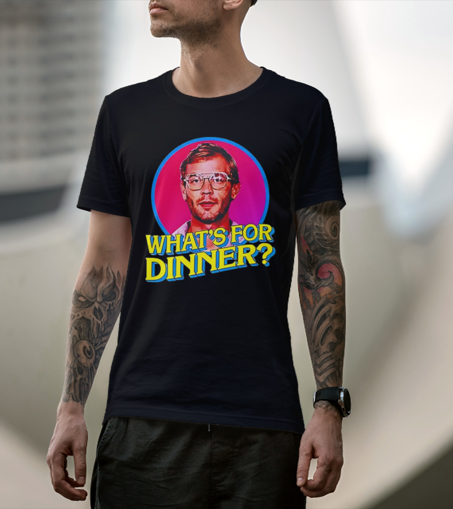 Jeffrey Dahmer What's For Dinner Retro Style Vintage Glasses Circle T-Shirt