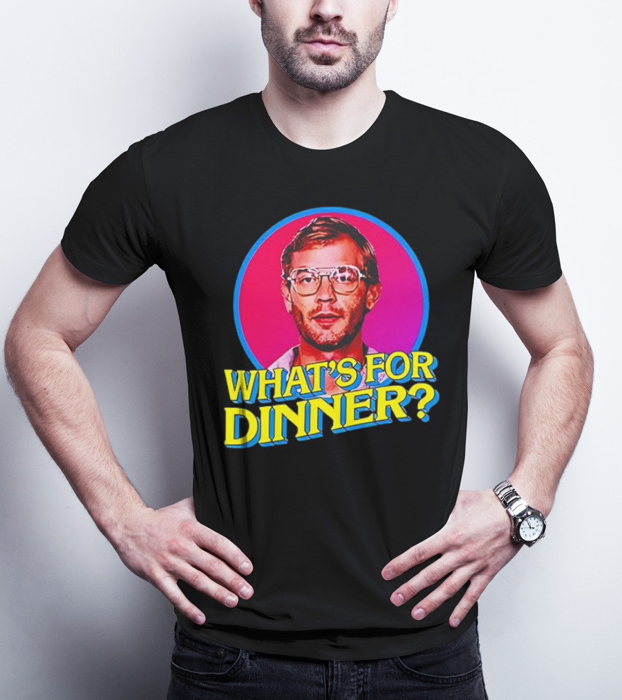 Jeffrey Dahmer What's For Dinner Retro Style Vintage Glasses Circle T-Shirt