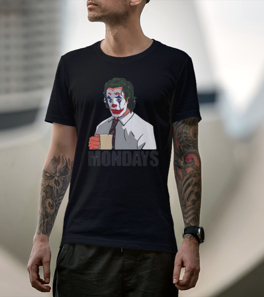 Joker Clown Drinking Coffee Mondays Mood T-Shirt