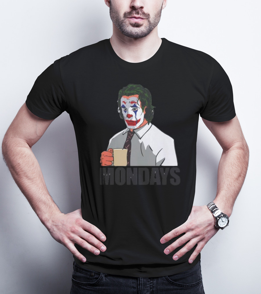 Joker Clown Drinking Coffee Mondays Mood T-Shirt
