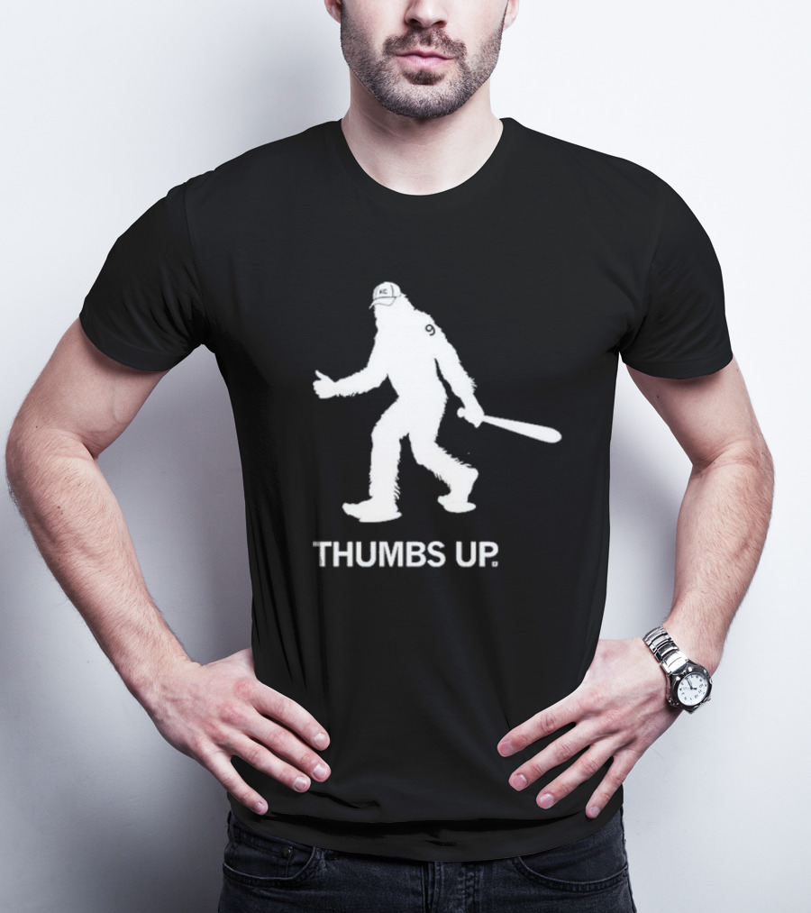 Thumbs Up Sasquatch KC Royals Baseball Bat номер 9 T-Shirt