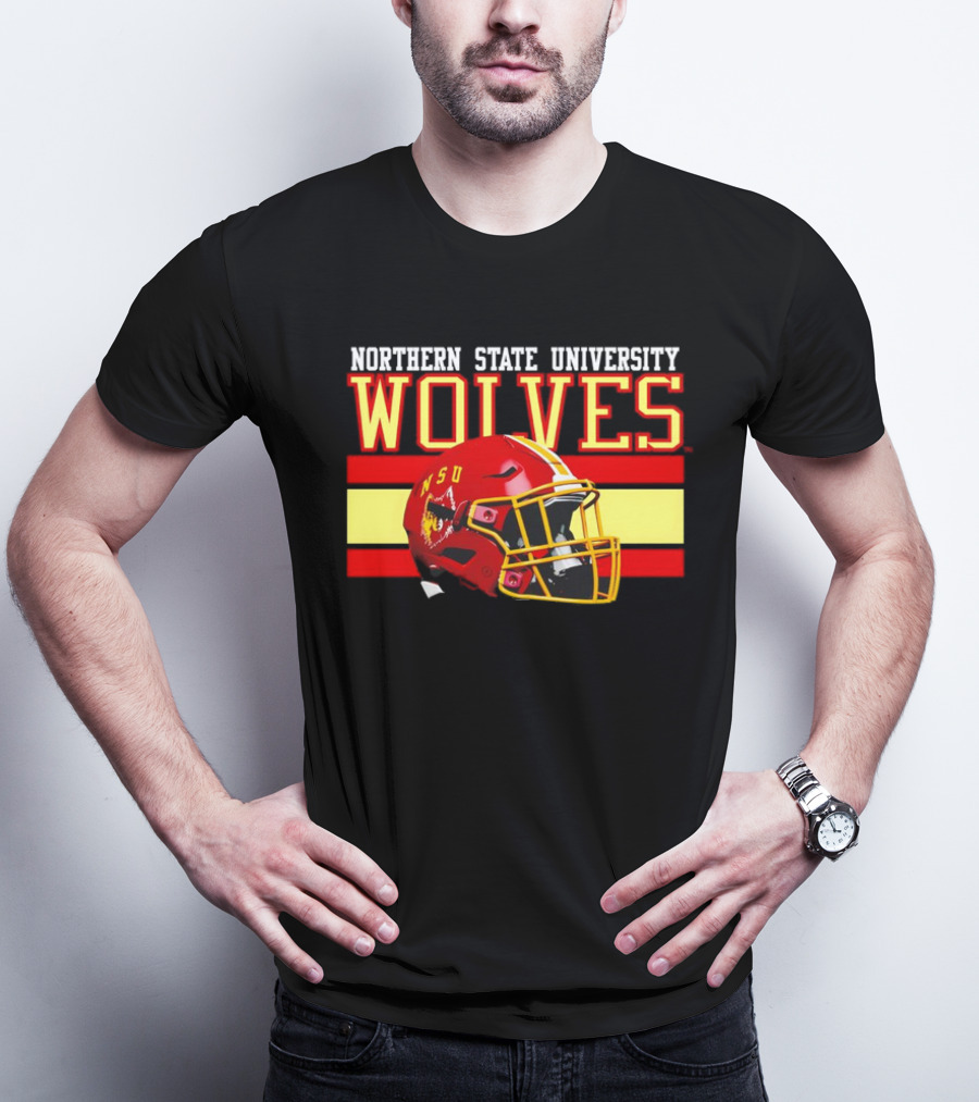 Northern State University Wolves NSU Football Helmet T-Shirt