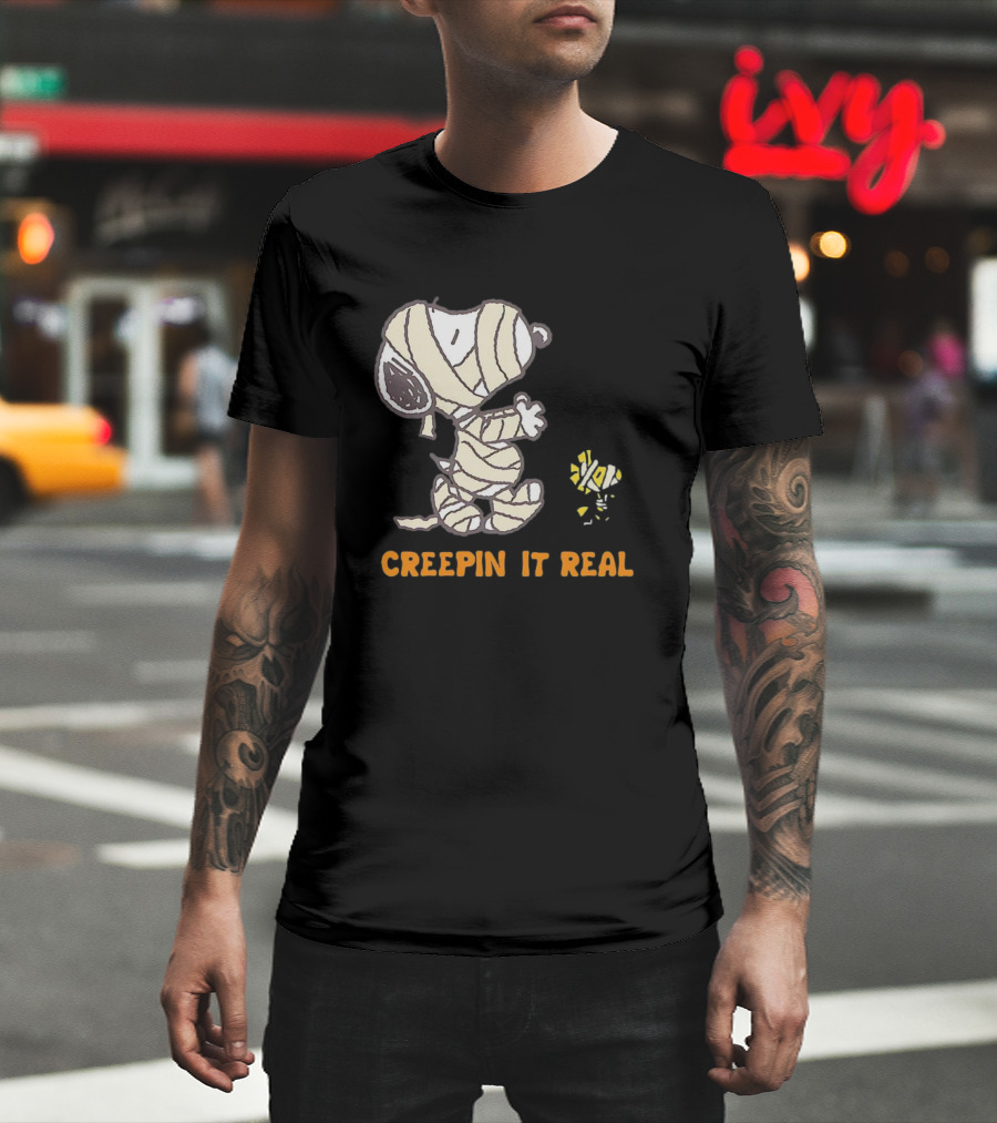 Peanuts Snoopy And Woodstock Mummy Creepin’ It Real T-Shirt