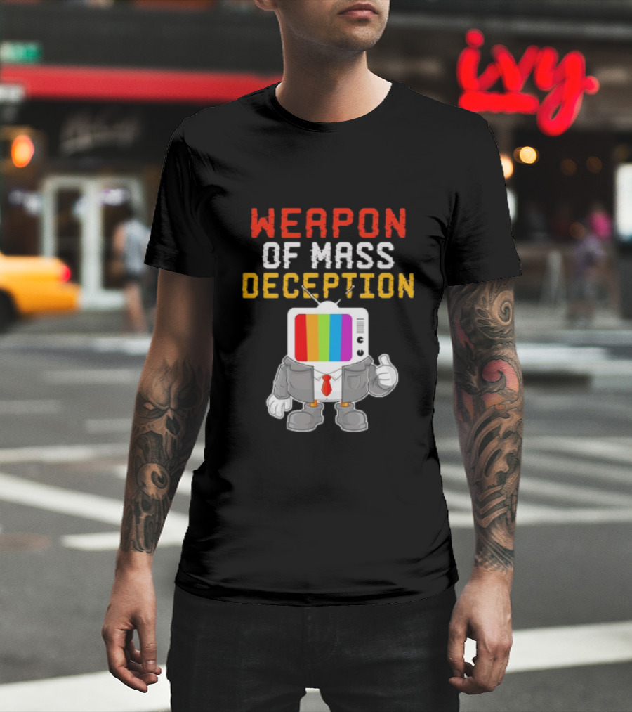 Weapon Of Mass Deception Television Cartoon In Suit With Rainbow Screen T-Shirt