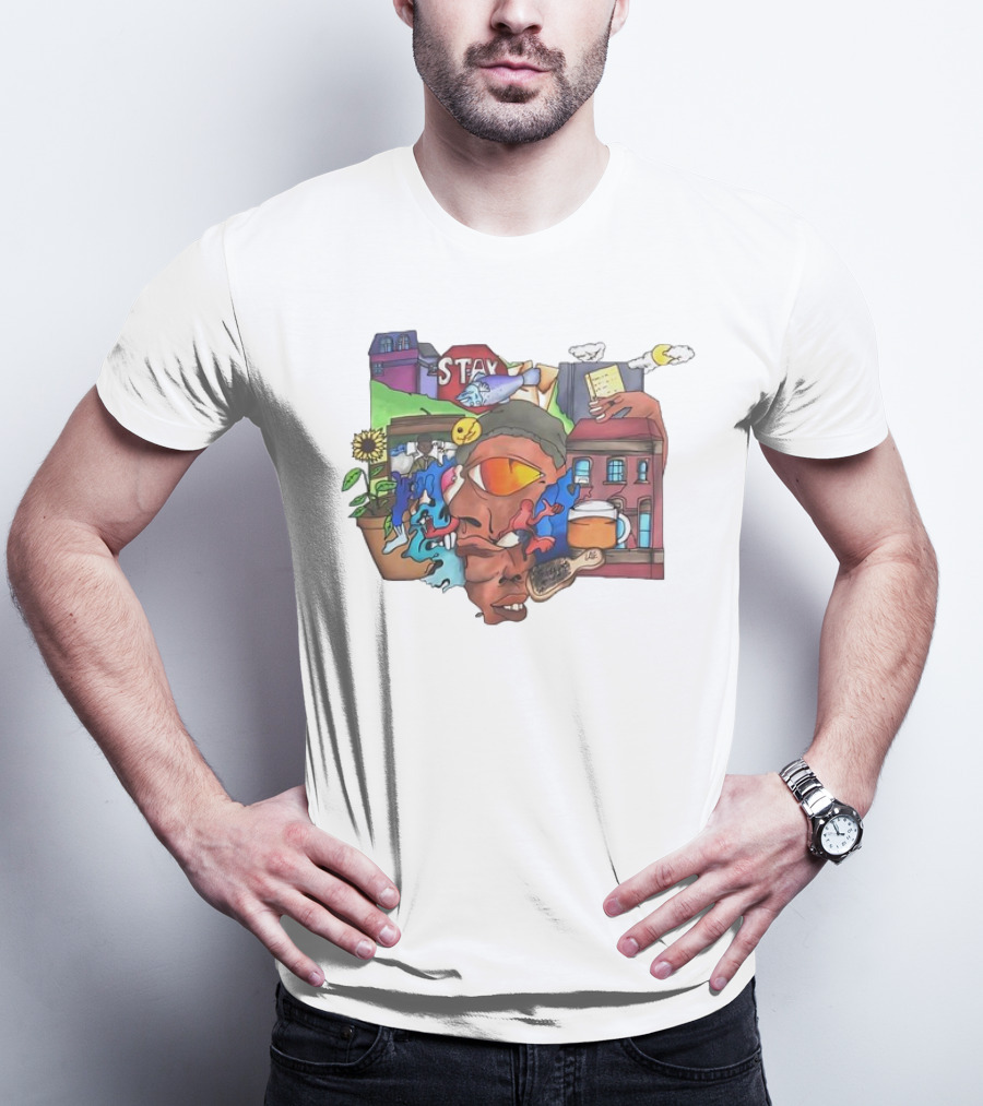 Stay Positive Bloom Thru The Pain With Urban Cityscape And Nature T-Shirt
