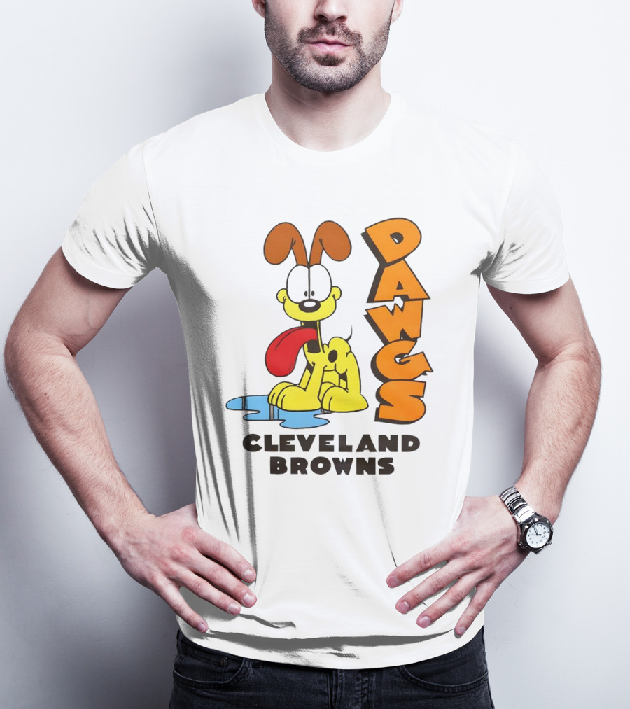 Dawgs Cleveland Browns Odie Garfield Cartoon T-Shirt