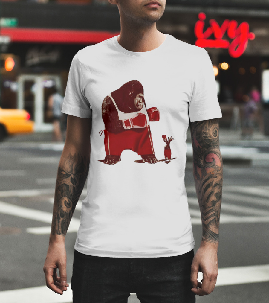 Gorilla Boxing Kangaroo Showdown In Red Boxing Gear T-Shirt