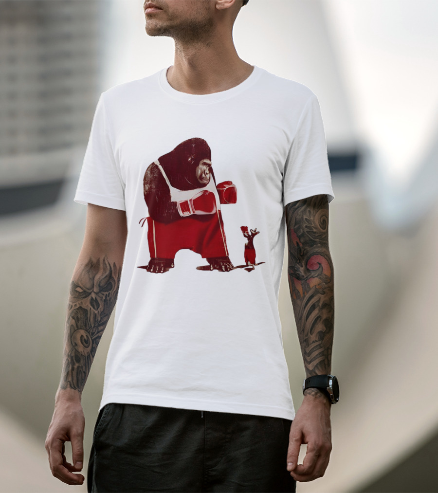 Gorilla Boxing Kangaroo Showdown In Red Boxing Gear T-Shirt