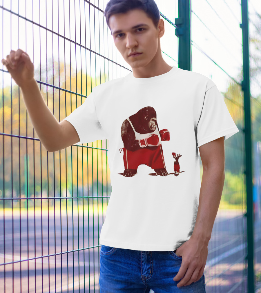 Gorilla Boxing Kangaroo Showdown In Red Boxing Gear T-Shirt