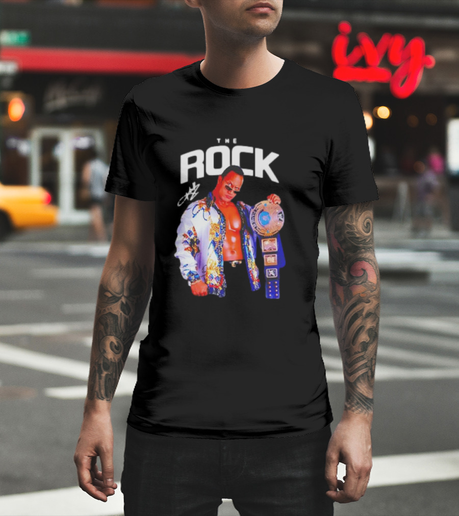 The Rock Wrestlemania Champion Medium Signature T-Shirt