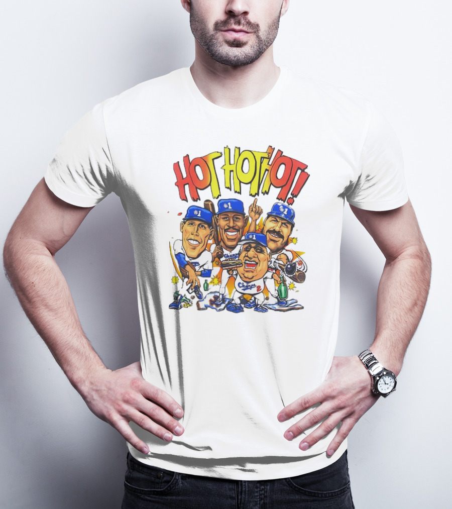 Los Angeles Dodgers Hot Hot Hot Caricature #1 Champs T-Shirt