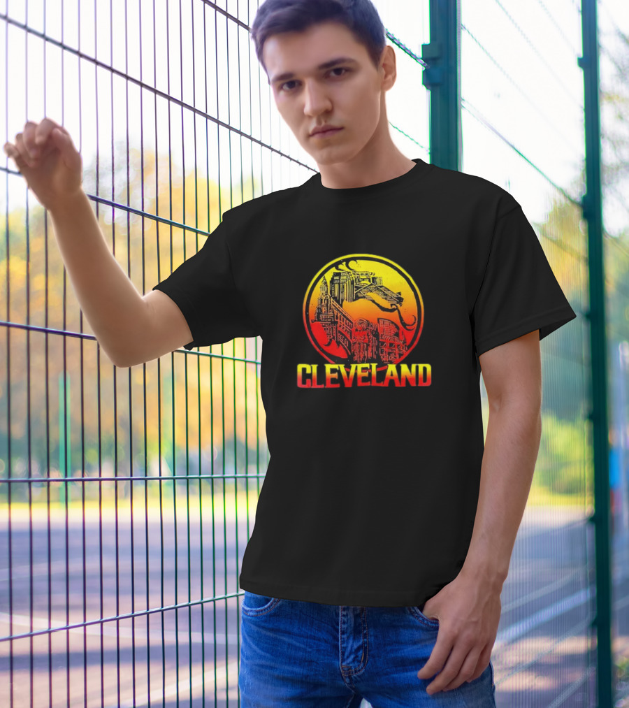 Mortal Cleveland Retro Dragon City Skyline T-Shirt