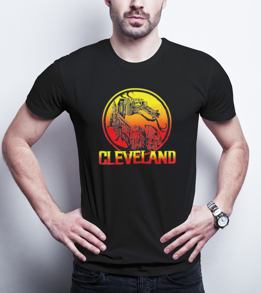 Mortal Cleveland Retro Dragon City Skyline T-Shirt
