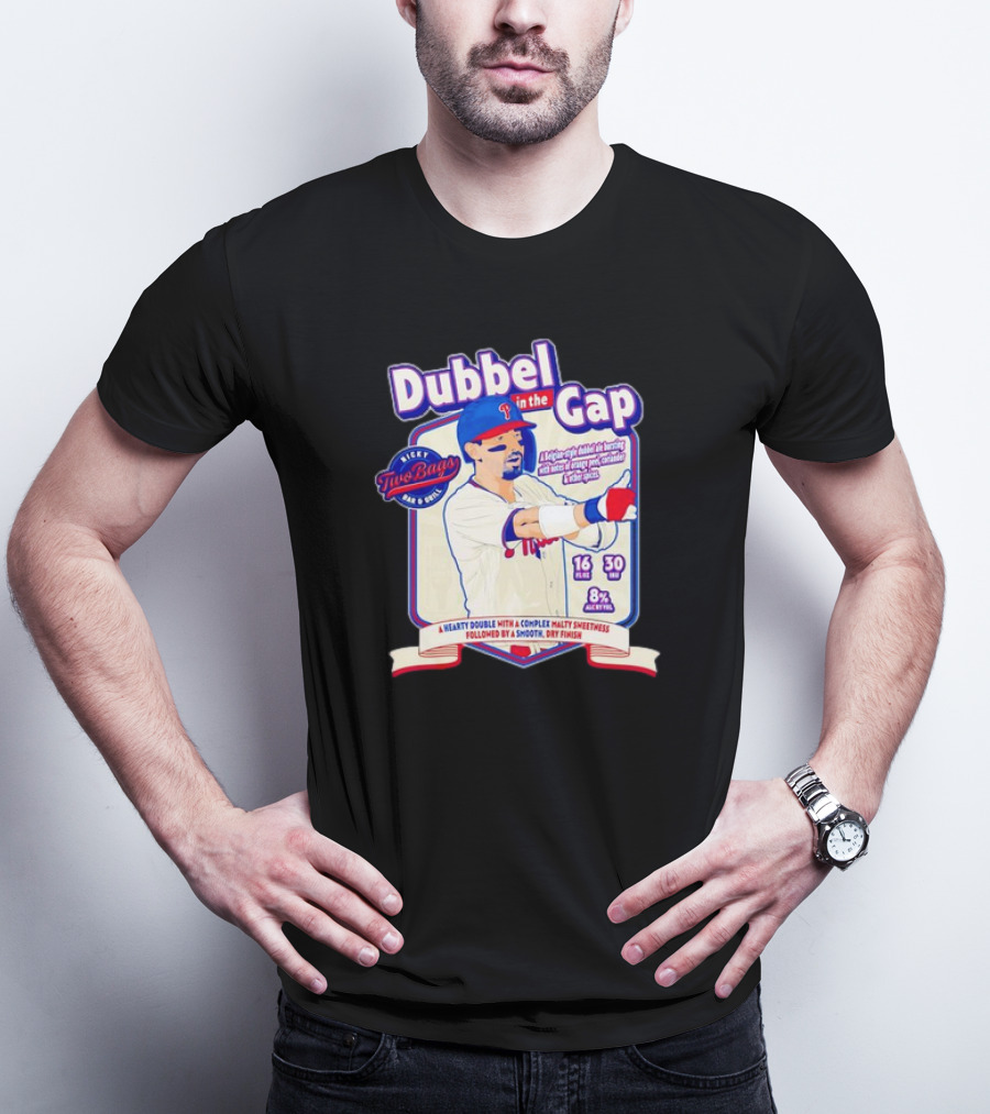 Dubbel In The Gap Nicky Two Bags Baseball Beer Label T-Shirt