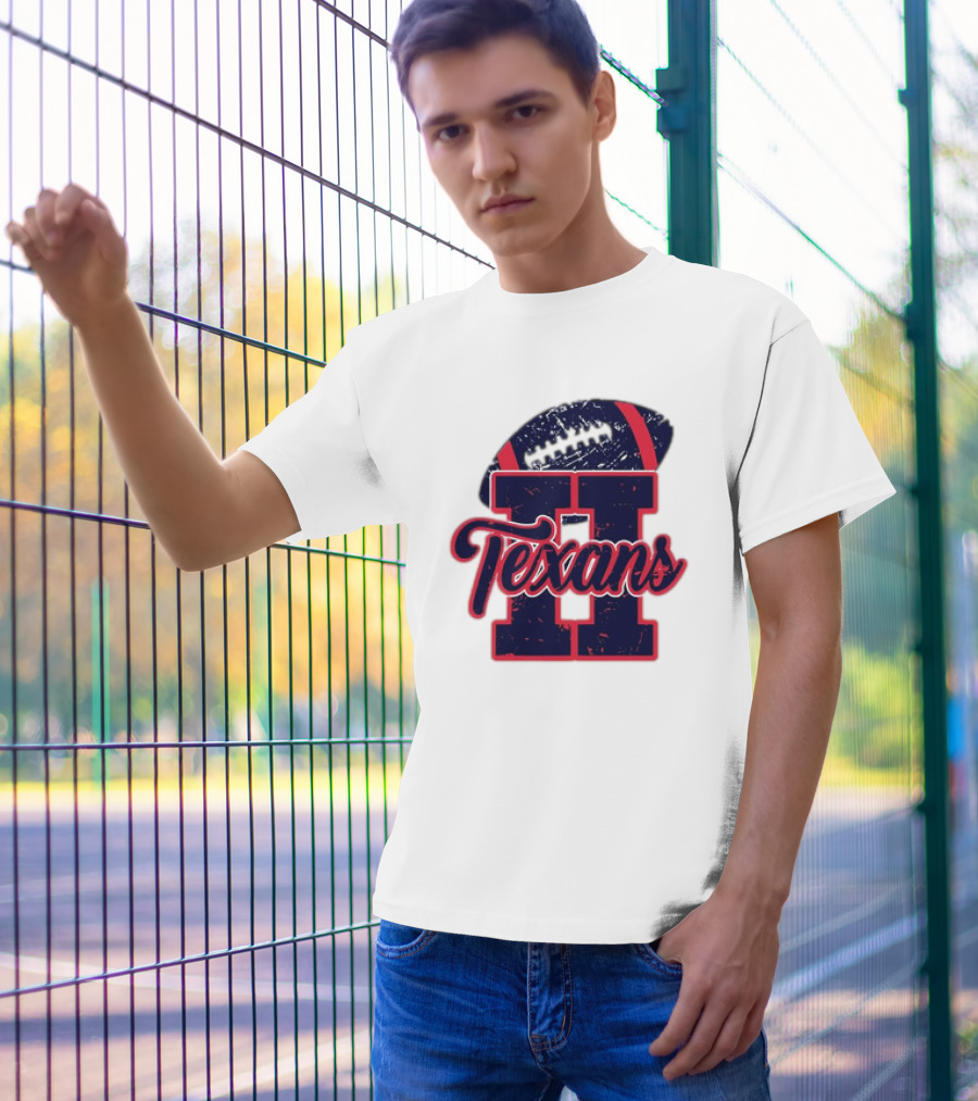 Retro Vintage Texans Football H Logo With Football T-Shirt
