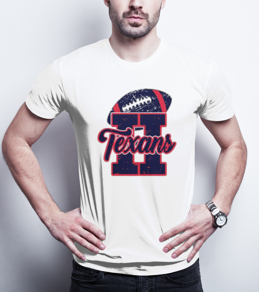 Retro Vintage Texans Football H Logo With Football T-Shirt