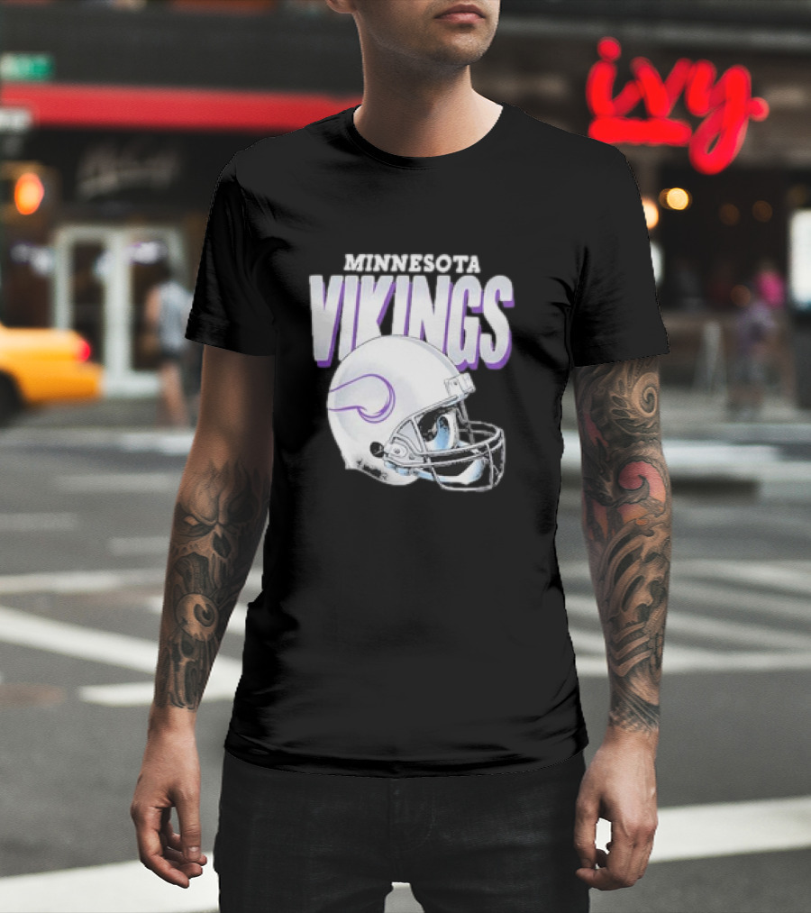 Minnesota Vikings Gradient Helmet NFL Merchandise T-Shirt