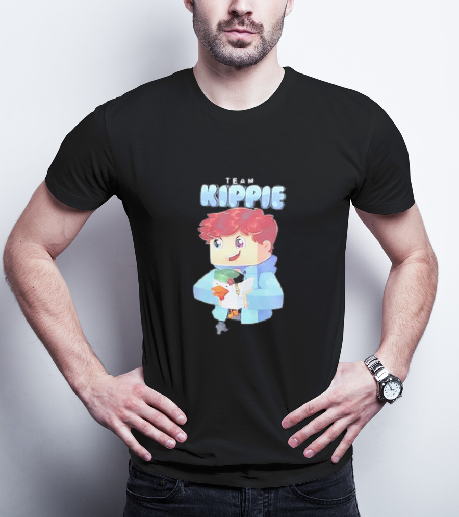 Team Kippie Cartoon Pixel Art Character With Pet Chicken T-Shirt