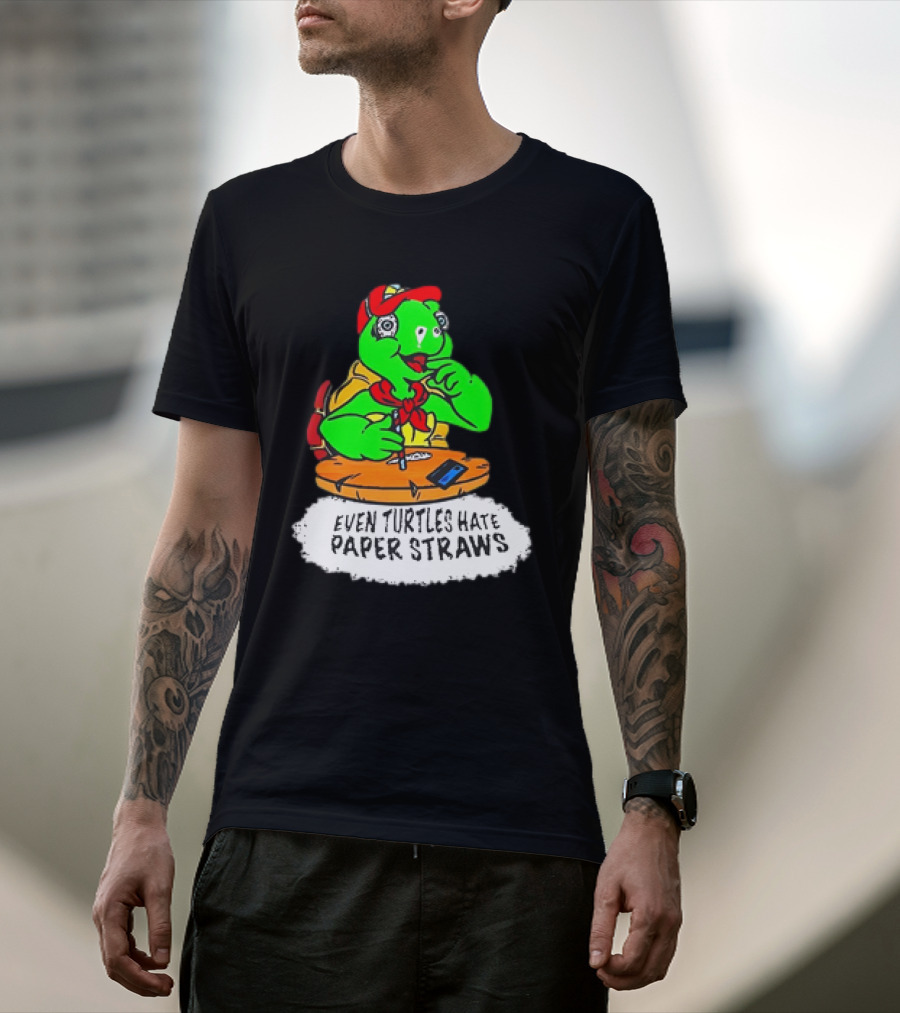 Isaac Butterfield Even Turtles Hate Paper Straws T-Shirt