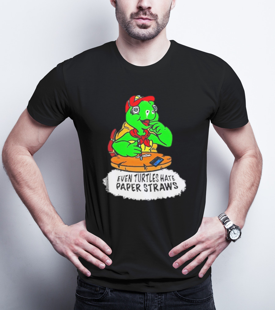 Isaac Butterfield Even Turtles Hate Paper Straws T-Shirt