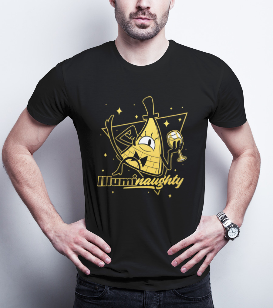Illuminaughty Naughty Bill Cipher With Drink And Stars T-Shirt