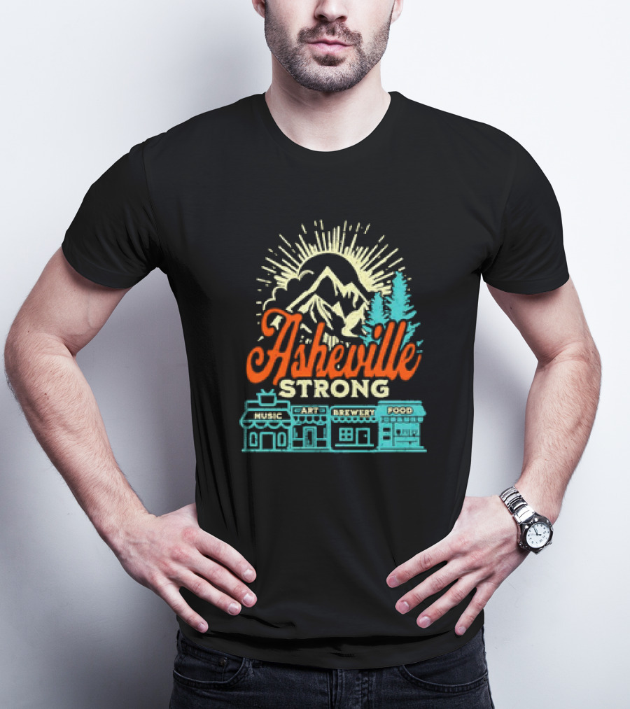 Asheville Strong Music Art Brewery Food Retro Vintage T-Shirt